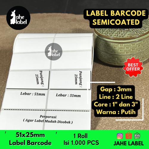 Jual LABEL STICKER BARCODE SEMICOATED 51X25MM 2 LINE - Jakarta Barat ...