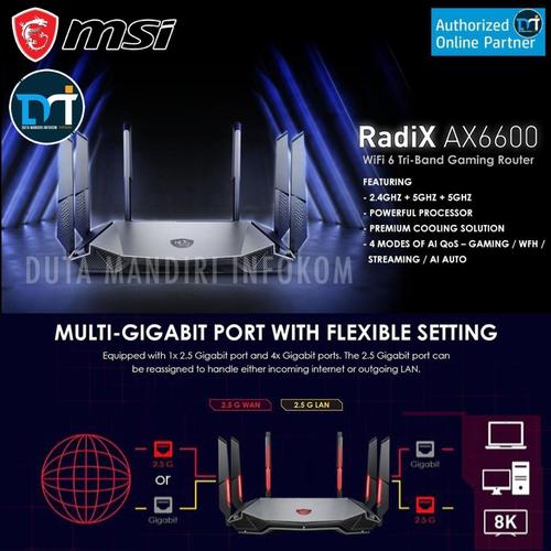 Promo MSI RadiX AX6600 WiFi 6 Tri-Band Gaming Router Cicil 0% 3x ...