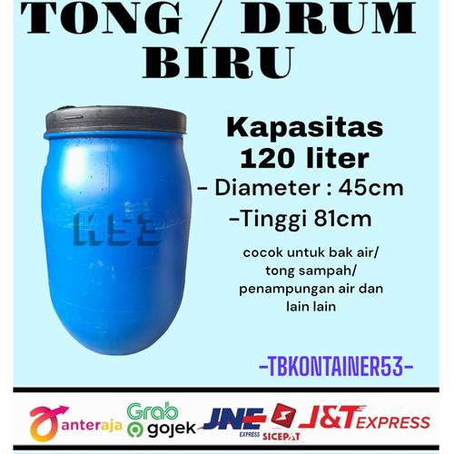 Jual DRUM HDPE BIRU 120 LITER - TONG BIRU AIR, TONG SAMPAH / BAK MANDI ...