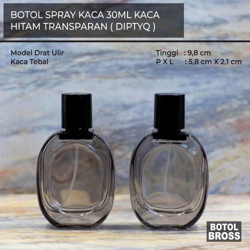 Jual Botol Parfum 30ml Spray Kaca Hitam Oval Refill Travel Drat Ulir ...