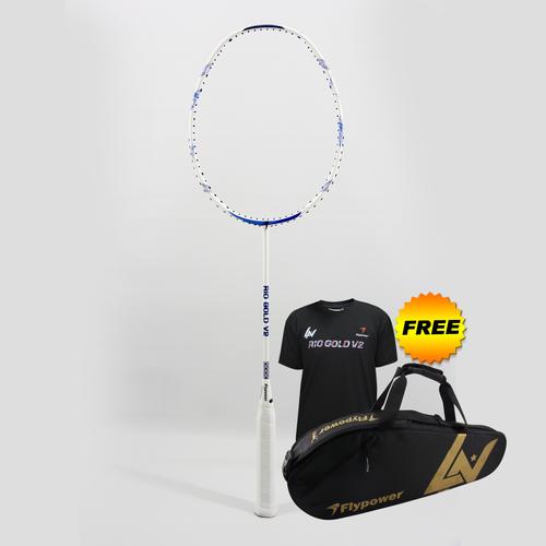 Promo Flypower Rio Gold V2 Raket Badminton White Free Tas + Kaos ...