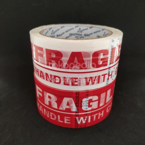 Jual Solasi Lakban Fragile Handle With Care SEGITIGA MAS 2 inch 5 cm ...