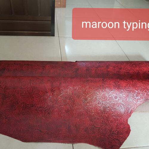 Jual Kulit Sapi Lembaran Motif Batik Bunga Maroon typing Premium grade ...