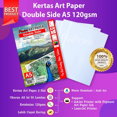 Jual Kertas Art Paper 120 gsm A5 isi 50 Lembar, Kertas Foto A5 ...