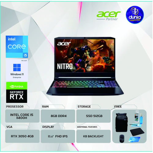 Jual ACER PREDATOR NITRO 5 AN515-57 i5-11400H 8GB 512 SSD RTX 3050 W10 ...