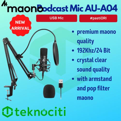 Promo MAONO AU-A04 USB Podcasting Microphone / Mic Podcast+Stand+Pop Filter Cicil 0% 3x - Kota ...