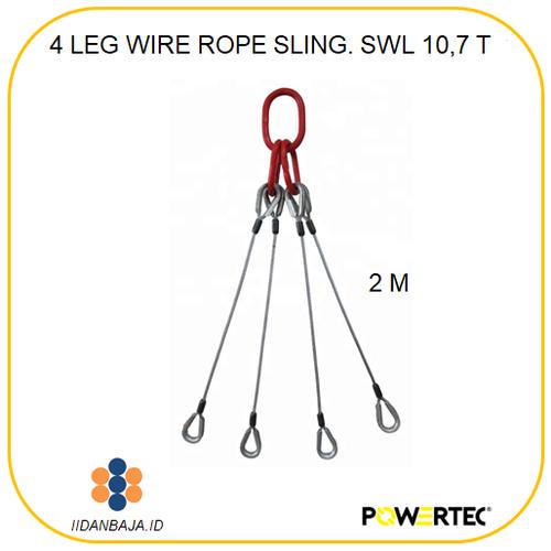 Jual 4 LEG WIRE ROPE SLING. 20 MM X 2 M. SWL 10,7 T POWERTEC - Kota ...