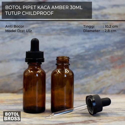 Jual Botol Pipet Kaca Amber Coklat 30 ml Tutup Childproof - Jakarta ...