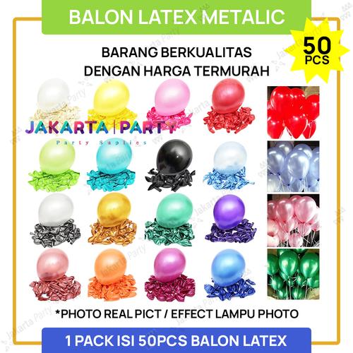 Jual Balon Latex Metalik 1 Pack Isi 50 Pcs / Balon Per Pack / Balon ...