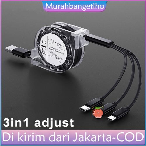 Jual 3 In 1 Kabel Data Teleskopik Usb Tipe C Fast Charging Untuk - emas ...