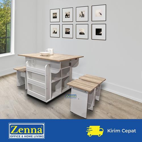 Jual Zenna Meja Makan lipat / meja makan minimalis / meja makan storage ...