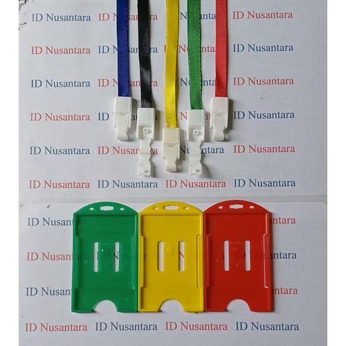 Jual Paket Tali ID Card Pengait Plastik + Casing ID Card Tebal Warna ...