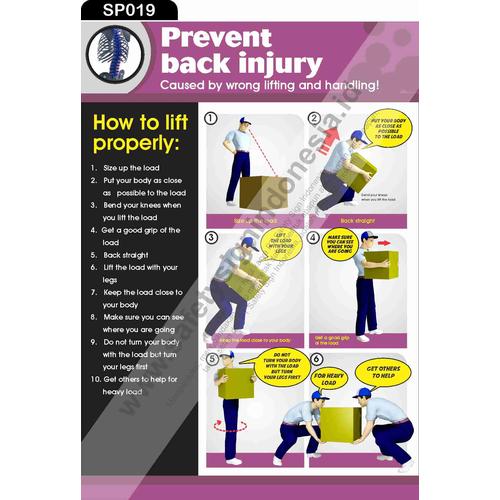 Jual SP019 Poster K3 Safety A2 - Prevent Back Injury - Kota Cimahi ...