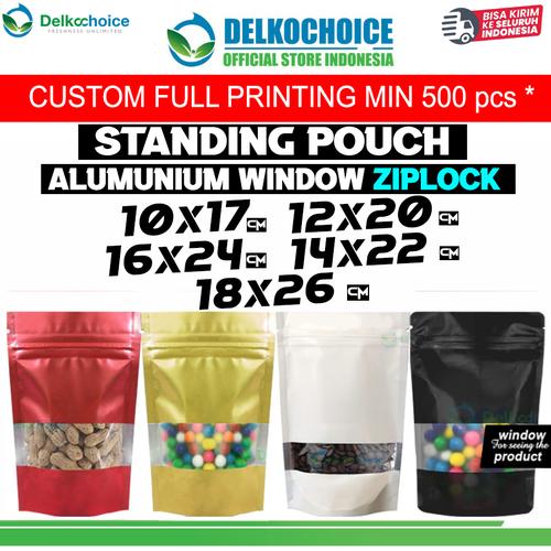 Jual Standing Pouch Window Alumunium Foil Ziplock Plastik Klip Makanan ...