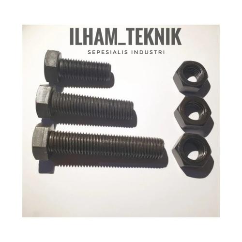 Jual baut mur baja 8.8 ukuran M20×1.50×80 drat halus hitam HTB ...