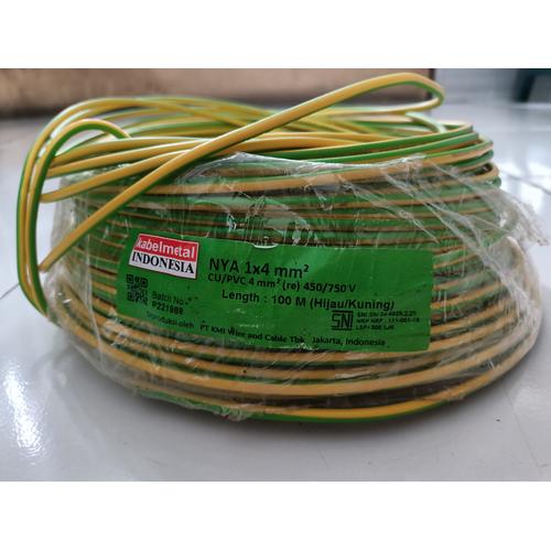 Jual Kabel Listrik Tunggal Grounding METAL NYA 4mm Kuning Hijau Meteran ...