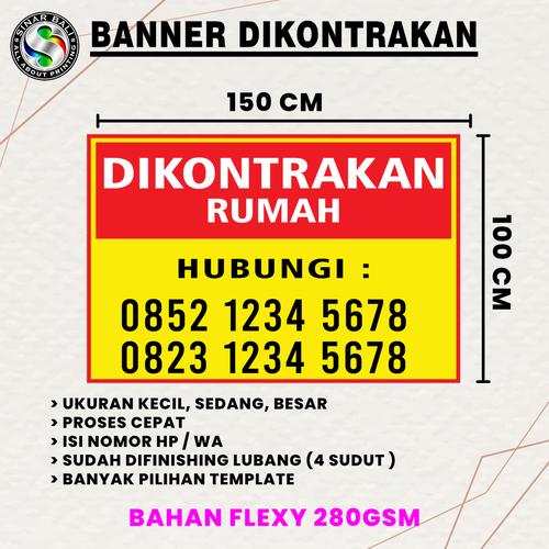Jual (2) Banner / Spanduk / Backdrop Dikontrakan Disewa Rumah Tanah ...