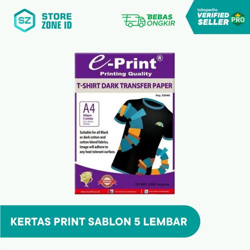 Jual Kertas Print Sablon 5 Lembar --- E- Print T-Shirt Dark Transfer ...