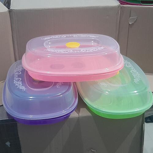 Jual Tempat Bolu / Tempat Kue / Tempat Roti Oval Plastik + Tutup Bening ...