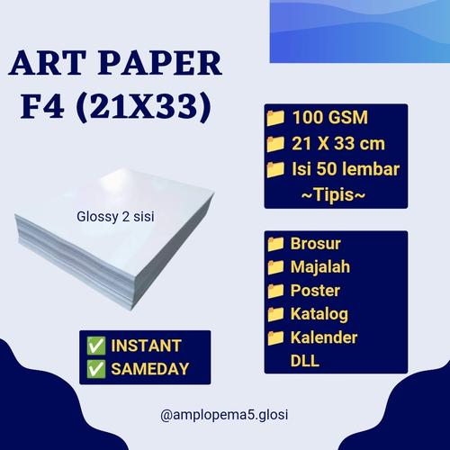 Jual Art paper 100 gsm F4 (21 x 33) cm Art paper F4 100 gsm 21 cm x 33 ...