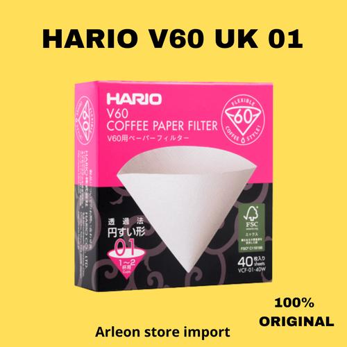 Jual Hario V60 filter paper white 01 40 lembar VCF-01-40W Original ...