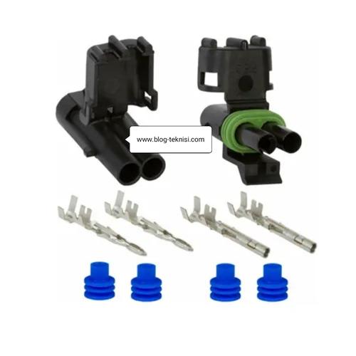 Jual Delphi Weather Pack 2 Way Black Sealed Male Female Connector ...