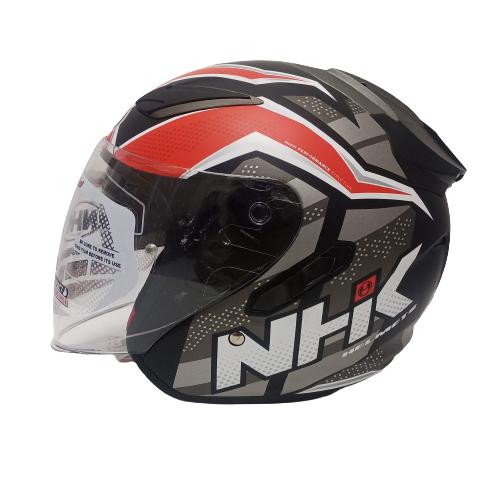 Jual HELM NHK R1 SUBJECT BLACK RED SILVER DOFF HALF FACE NHK R1 - M ...