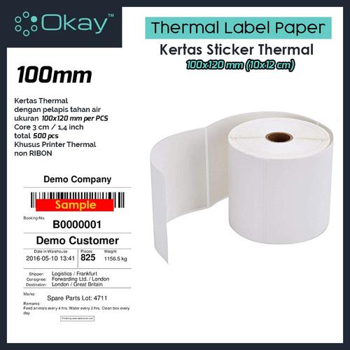 Promo OKAY KERTAS THERMAL LABEL 100X120 mm STICKER LABEL Isi 500 pcs ...