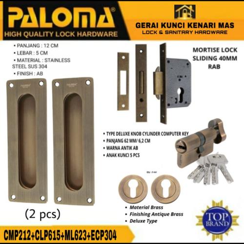 Jual Kunci Pintu Sliding Geser Antik Brass Handle Tanam Antik Set ...