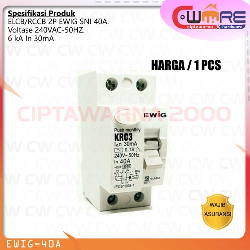 Jual ELCB/RCCB EWIG 3 Phase Classic 1 Pole KRC3 2P 40A 30mA - Kota ...