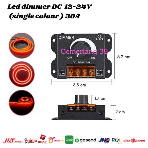 Jual LED Single Colour Dimmer DC 12V-24V/12-24 Volt 30A/30 Ampere ...