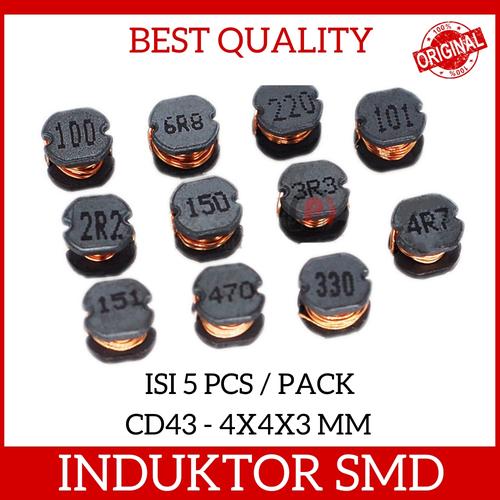 Jual Isi 5 Pcs Induktor SMD CD43 22 33 470 uH Inductor Lilitan Wire ...