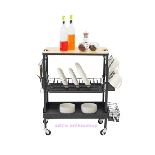 Jual masterspace rak troli hitam 3 susun_dish rack trolley 3 tier black ...