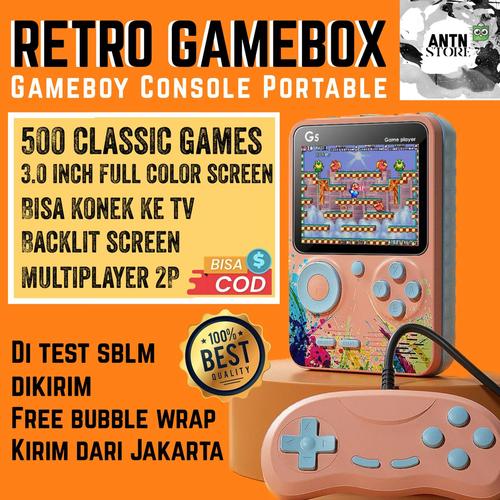 Promo Gameboy G5 Gamebox Console Portable Mainan Anak 500 Game Retro Gaming - Biru Muda, 1 ...