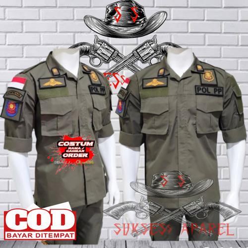Jual baju seragam pdl pol pp satu stel/polisi pamong praja/full logo ...