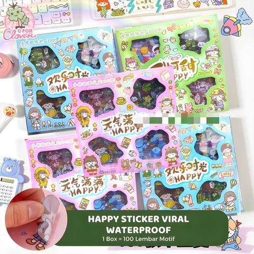 Jual STICKER HAPPY SET ISI 100 lembar stiker anti air lucu waterproof ...