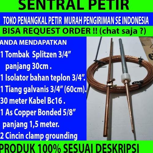 Jual Penangkal Petir 1 Tombak Atas +30mtr Kabel Anti Petir Lengkap Siap ...