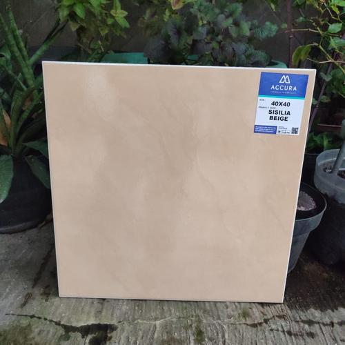 Jual Keramik lantai 40x40 Sisilia beige / kw-1 / glossy / Mulia accura ...