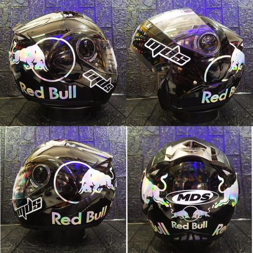 Jual HELM MDS PRO RIDER SOLID BLACK RED BULL MODULAR - BLACK R.BULL, M ...