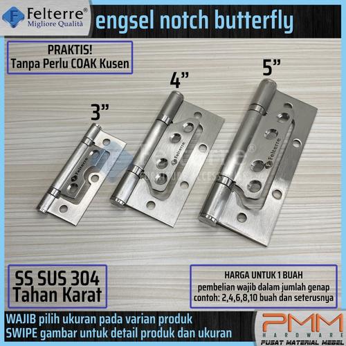 Jual ENGSEL PINTU KUPU STAINLESS STEEL 4 INCH FELTERRE NAT KECIL ...