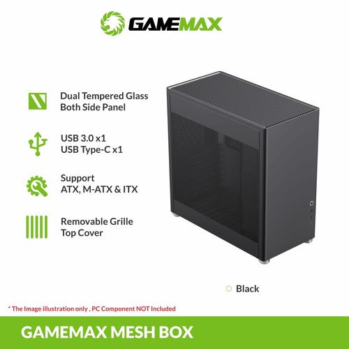 Jual CASING GAMING GAMEMAX SPARK MESH BOX PRO BLACK-WHITE ATX - Hitam ...