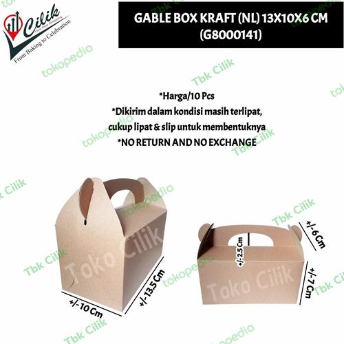 Jual gable box+kraft+13x10x6 cm+kemasan+snack+kue+jajanan+bento+toples ...
