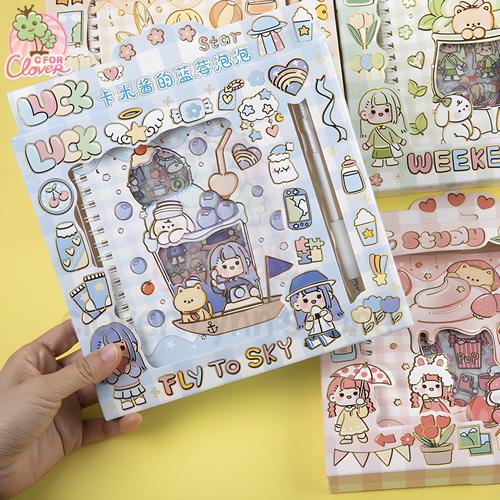 Jual STICKER BOOK WITH PEN CUTTER stiker buku glitter scrapbook art ...