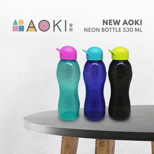 Jual NEW AOKI NEON BOTTLE / BOTOL MINUM TECHNOPLAST 530 ML - Hitam ...