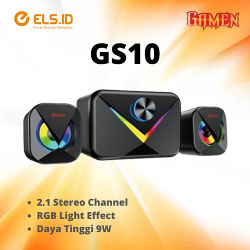 Jual Gamen GS10 Speaker Multimedia Gaming 2.1CH Subwoofer with RGB ...