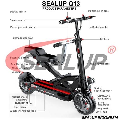 Jual Q13 48v 1000w Ban 10" SEALUP SCOOTER Otoped Skuter Sepeda Listrik ...