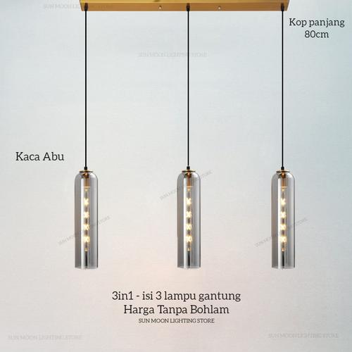 Jual Lampu gantung gold 3in1 kaca panjang void modern meja makan ruang tamu - Kaca Susu ...