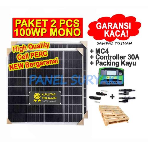 Jual Paket 2pcs Solar Panel Surya 100wp Mono Free Packing Kayu - MC4 ...