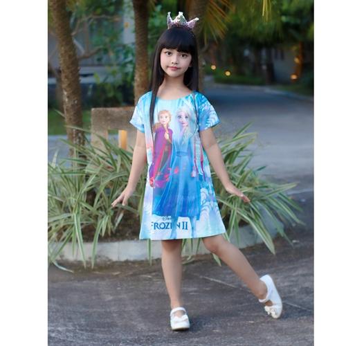 Jual Dress Anak Scuba Import Motif Frozen Elsa Anna Baju Frozen Daster ...