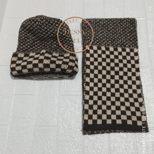 Jual Topi kupluk plus syal rajut tebal buat musim dingin pria wanita ...